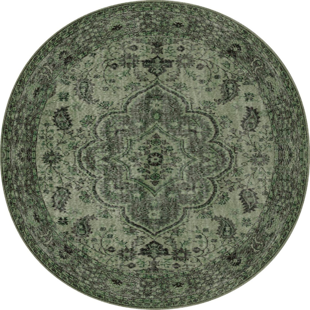 Green Round Rug, Round Rug, Green Persian Round Rug, Round Braided Rug ...