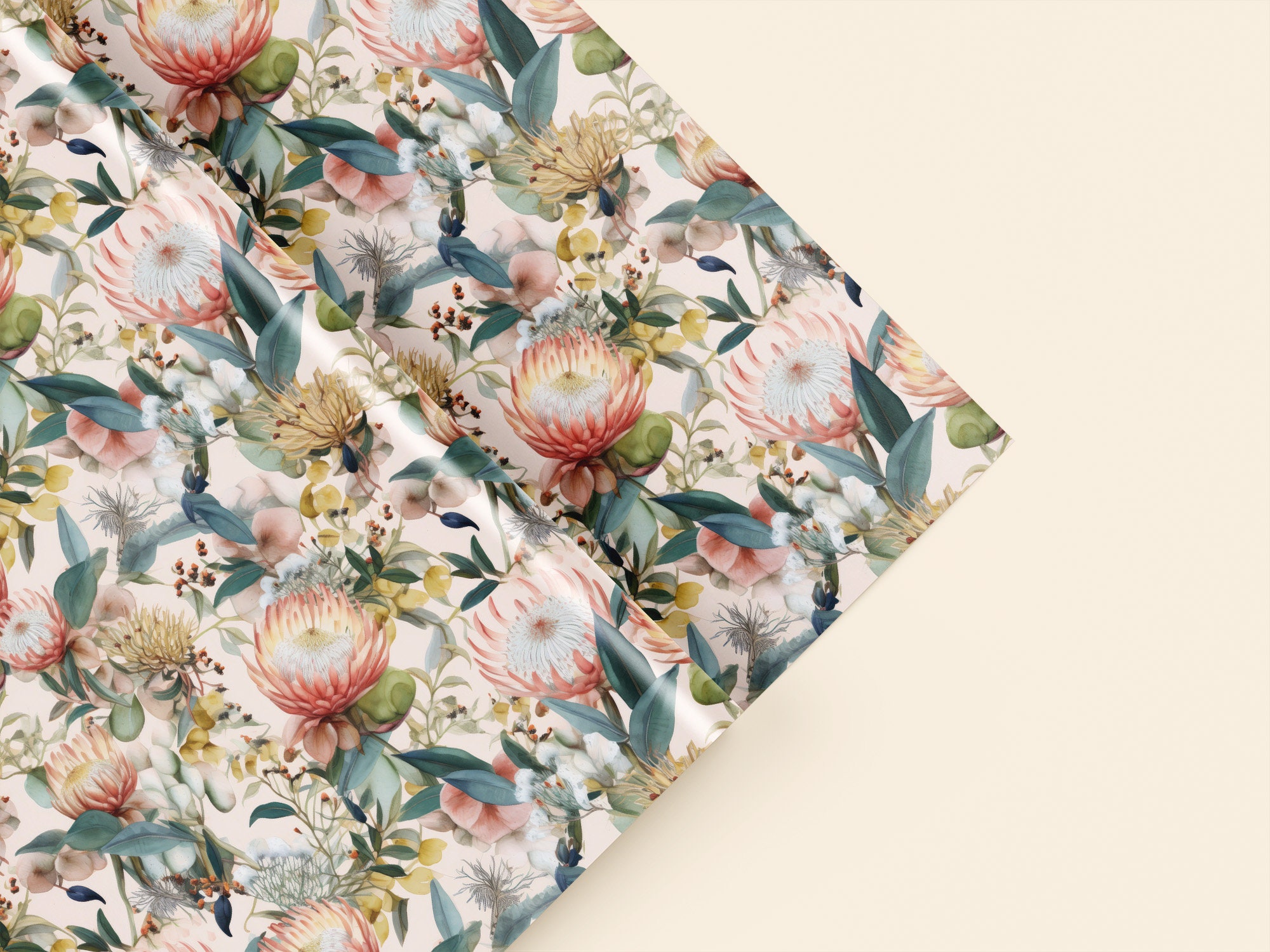 Australian Native Floral Watercolor Seamless Pattern 3 - Banksia ...