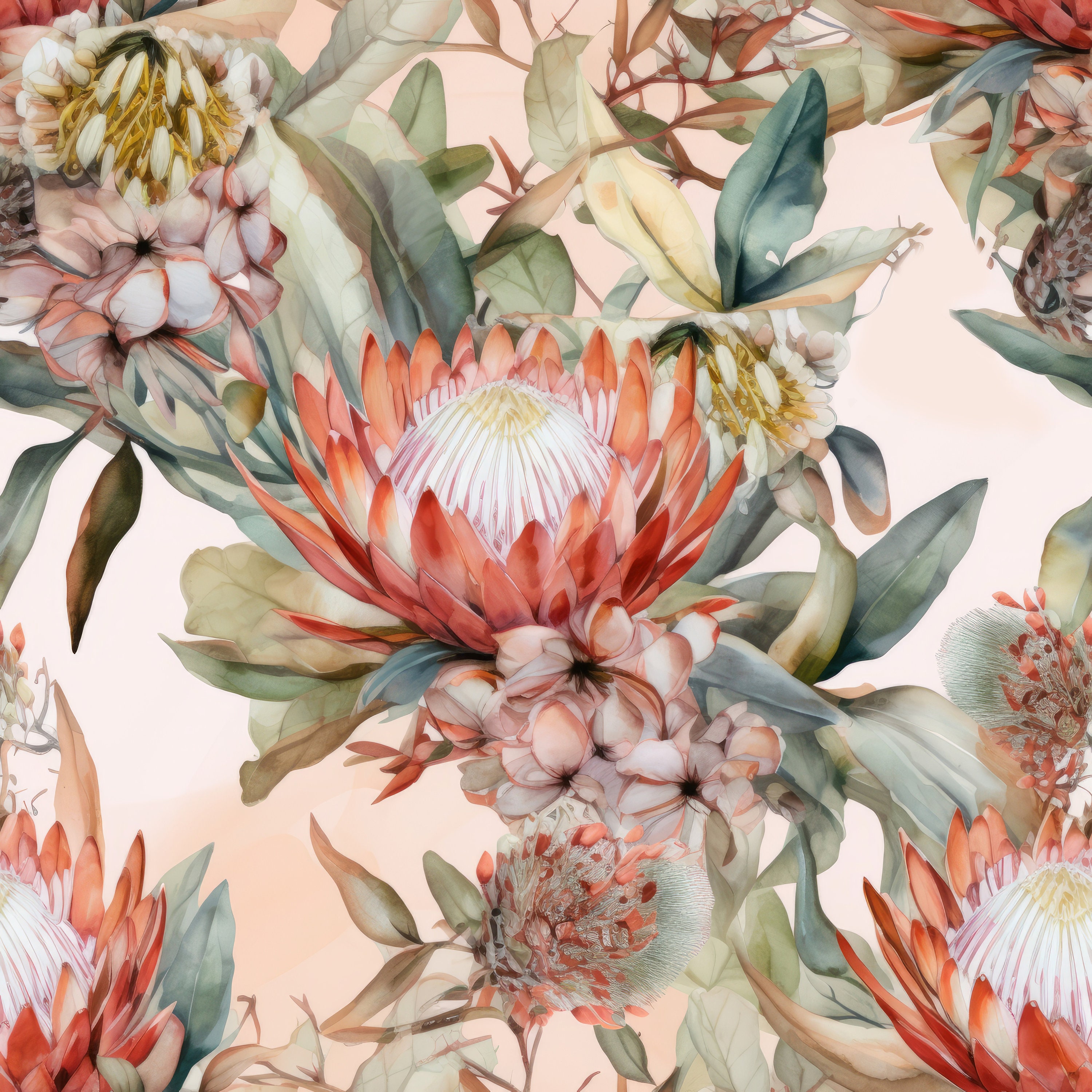 Australian Native Floral Watercolor Seamless Pattern II -banksia ...