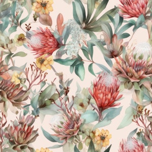 Australian Native Floral Watercolor Seamless Pattern I - Banksia ...