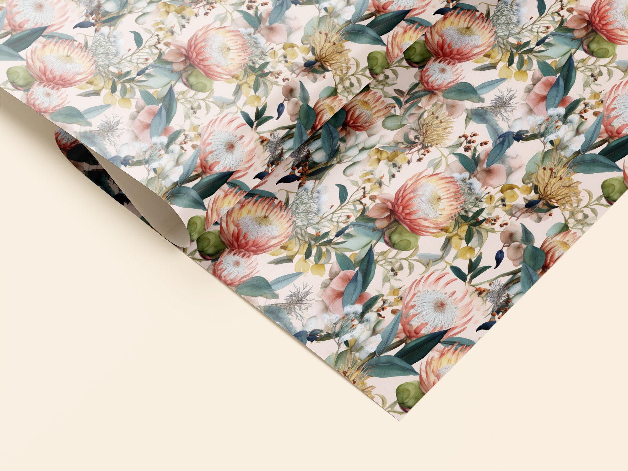Australian Native Floral Watercolor Seamless Pattern 3 - Banksia ...