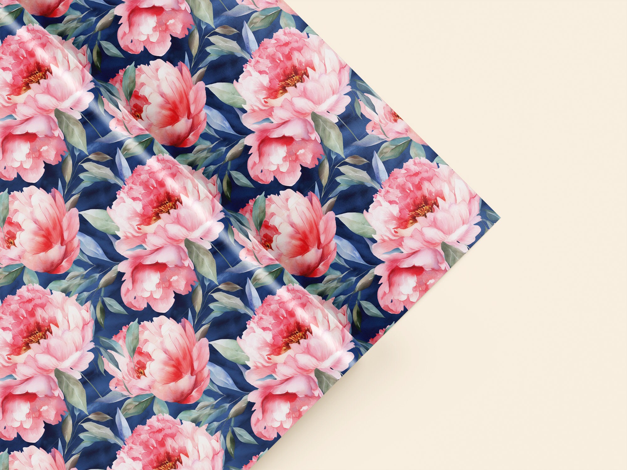 Pink Peonies on Navy Watercolor Seamless Pattern - Feminine Floral ...