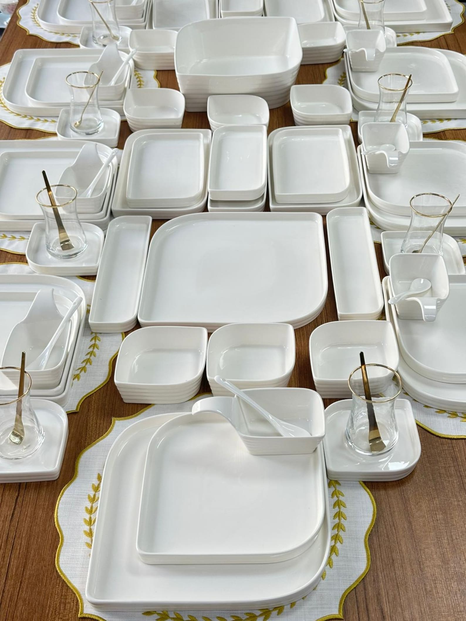 119 Pcs Porcelain Breakfast Set for 12 | Modern White Dinnerware - Etsy