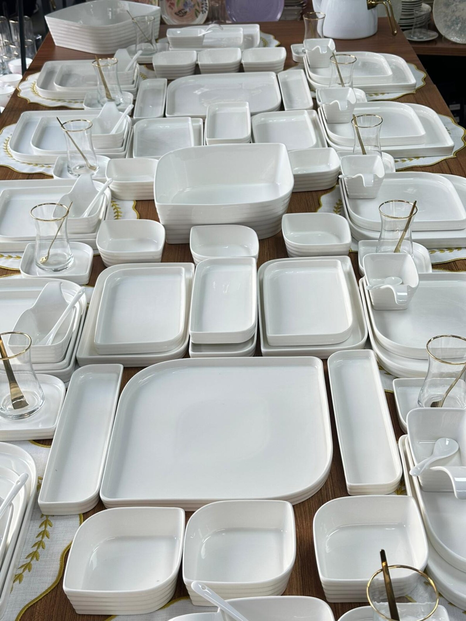 119 Pcs Porcelain Breakfast Set for 12 | Modern White Dinnerware - Etsy