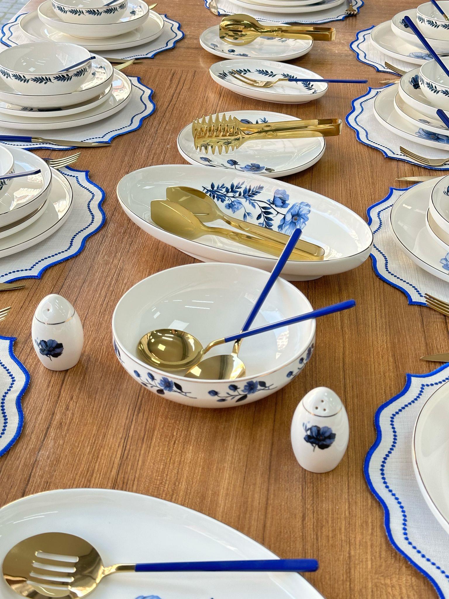 Blue Violet 159-piece Dinnerware Set for 12 People – Elegant Porcelain ...