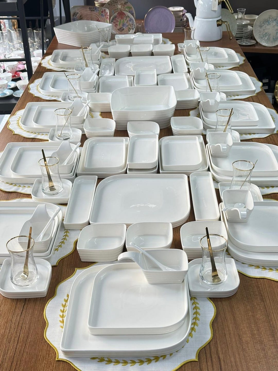 119 Pcs Porcelain Breakfast Set for 12 | Modern White Dinnerware - Etsy