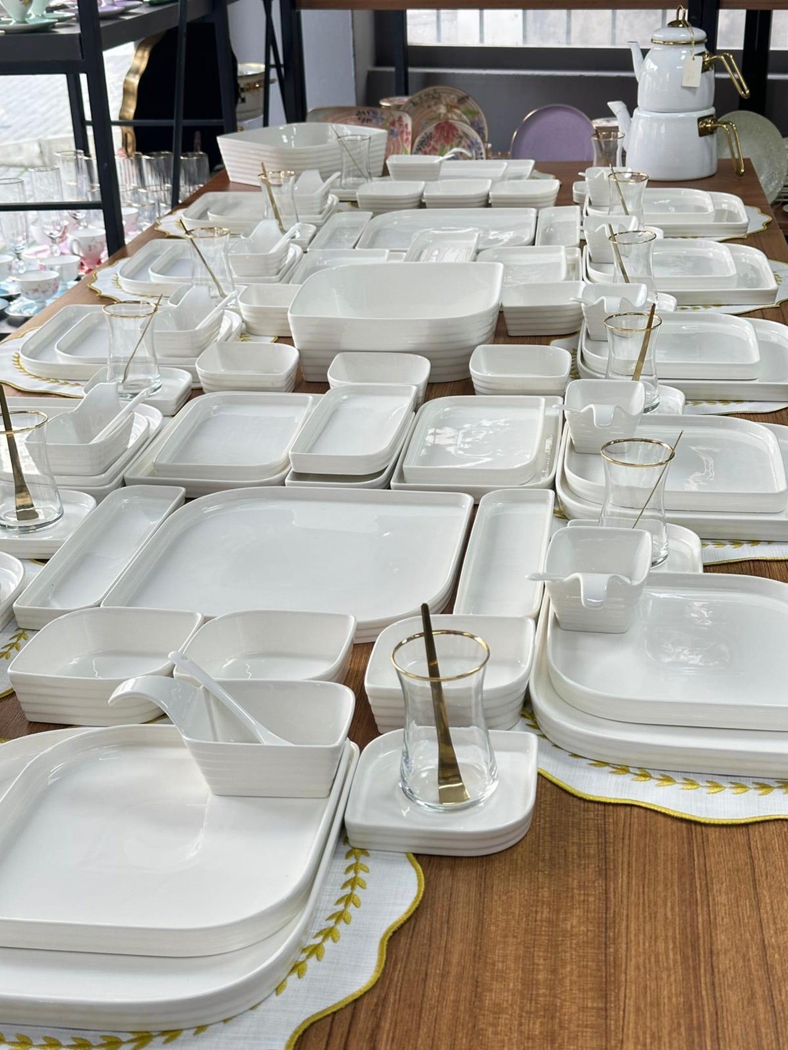 119 Pcs Porcelain Breakfast Set for 12 | Modern White Dinnerware - Etsy