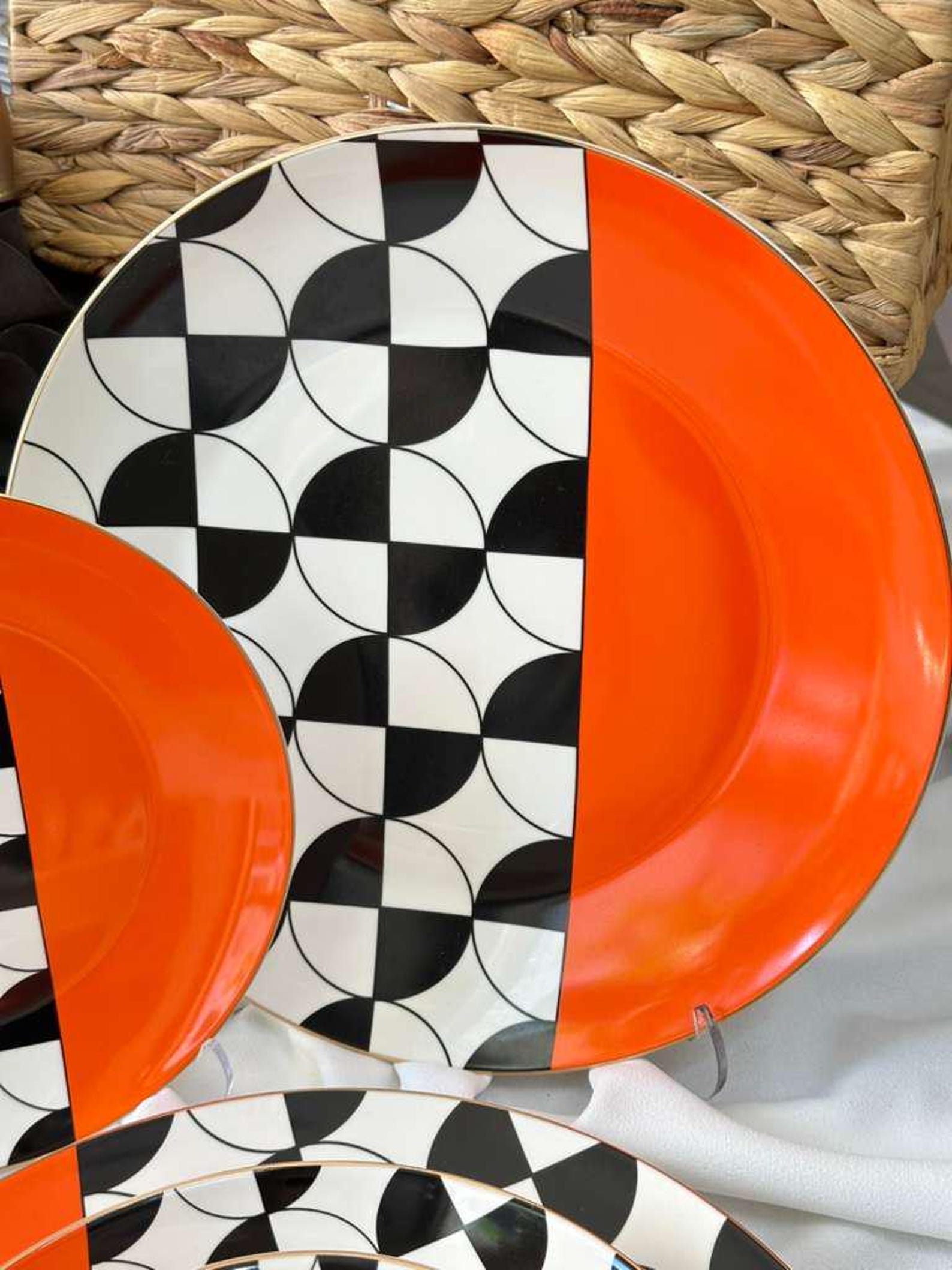 Modern Geometric Porcelain Dinnerware Set for 6 | 24 Pieces Retro Art ...
