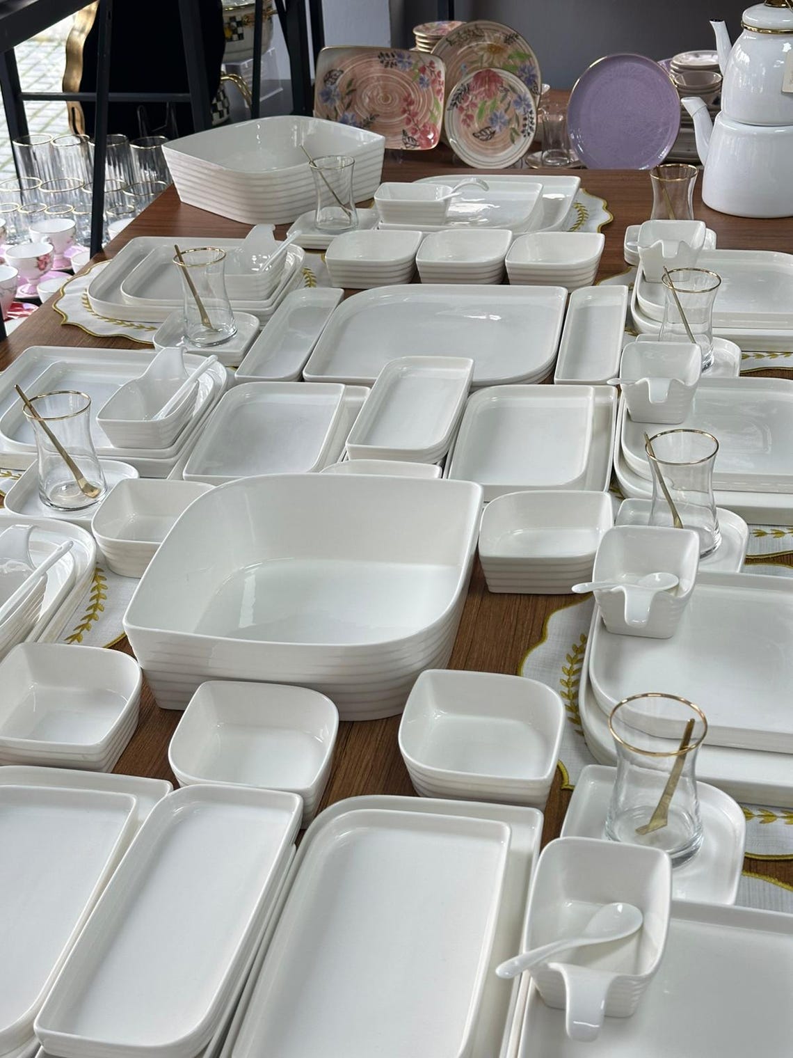 119 Pcs Porcelain Breakfast Set for 12 | Modern White Dinnerware - Etsy