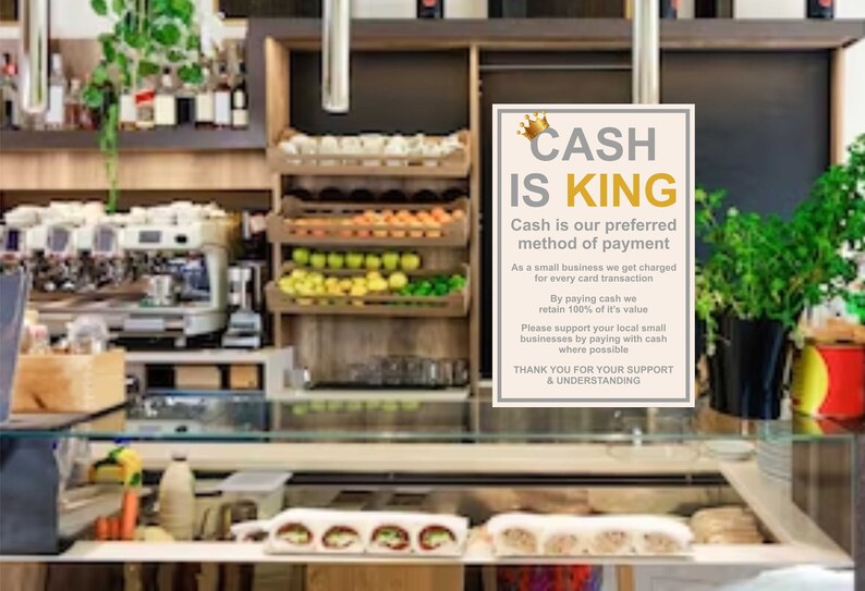 Cash is King Sign – Support Local Business, Cafe Counter Sign - Etsy UK