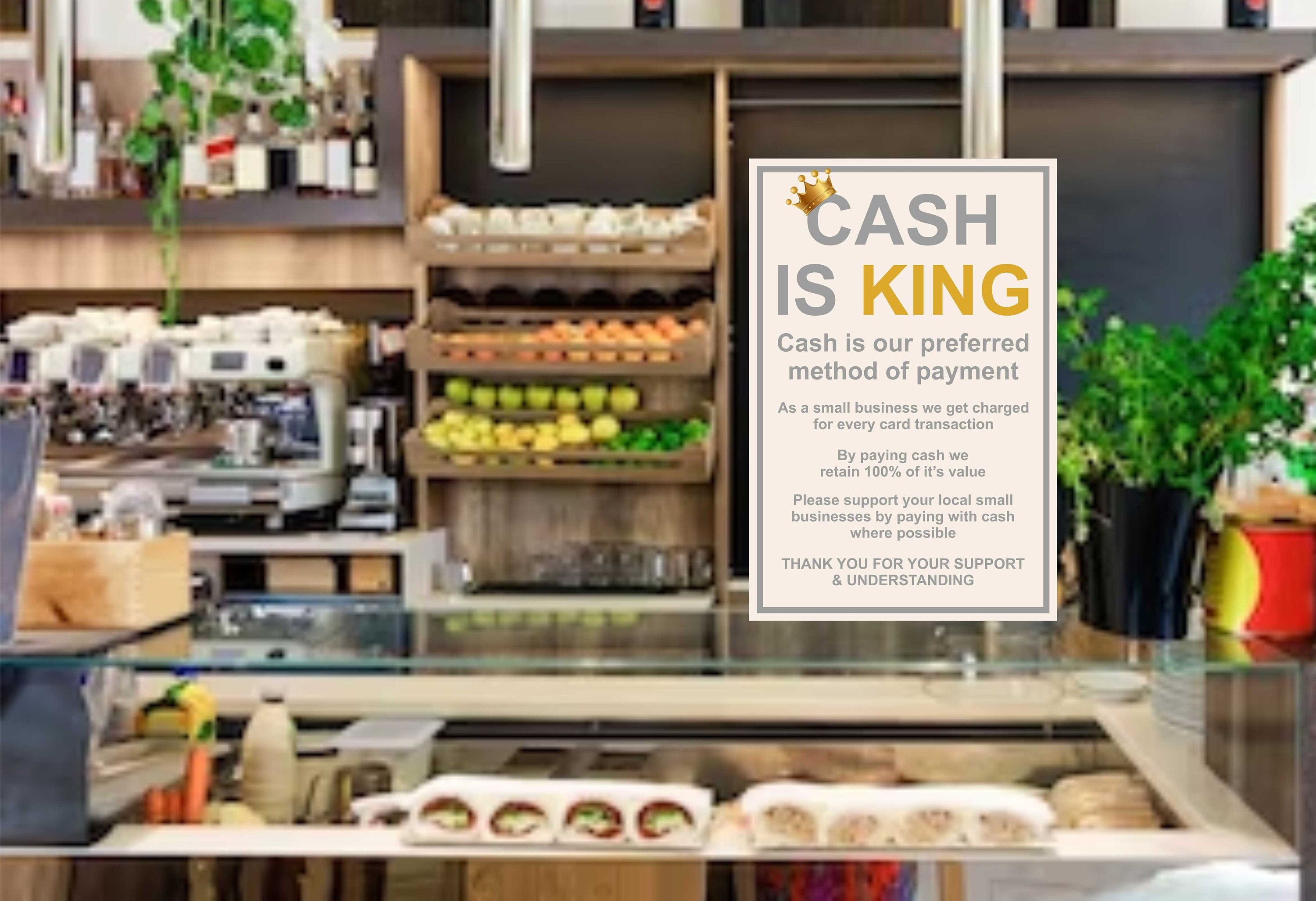 Cash is King Sign – Support Local Business, Cafe Counter Sign - Etsy UK