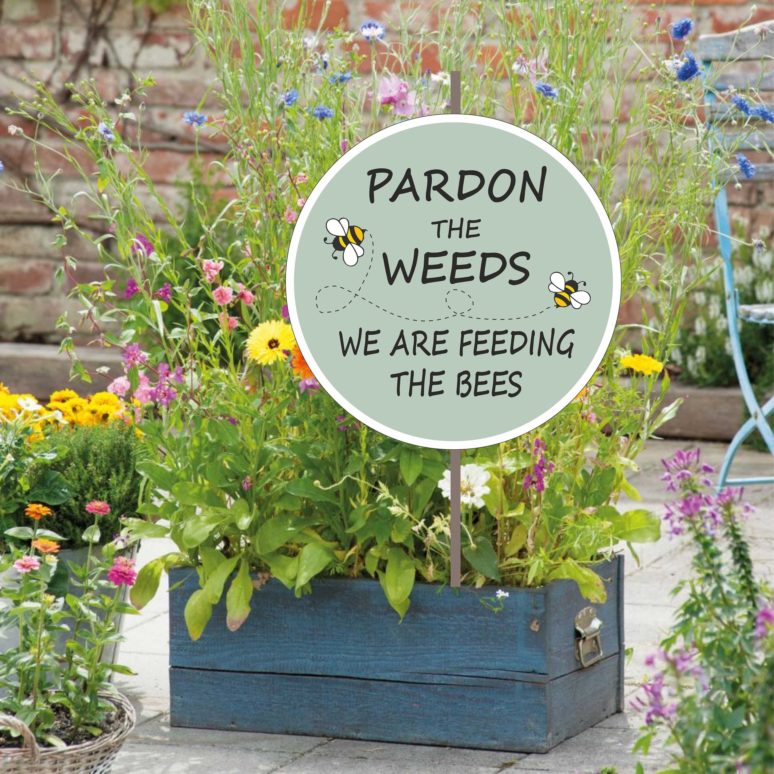 BEE SIGN for Garden - Pardon the Weeds We Are Feeding the Bees Metal ...