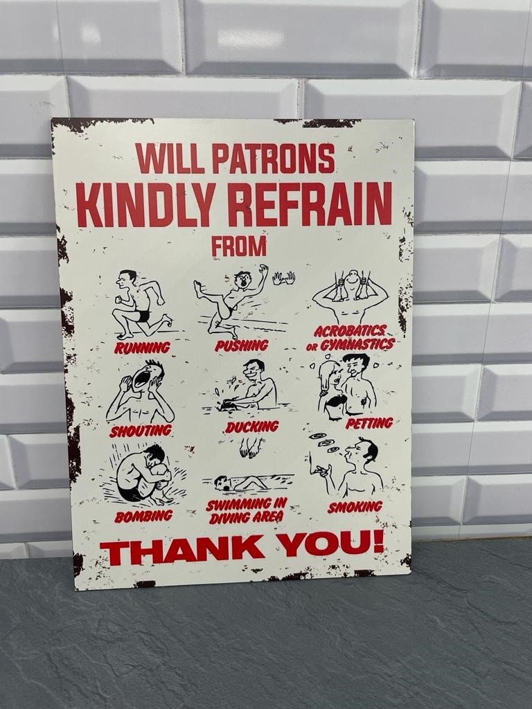 Classic Retro Swimming Pool Rules on Metal Plaque Sign for Your Hot Tub ...