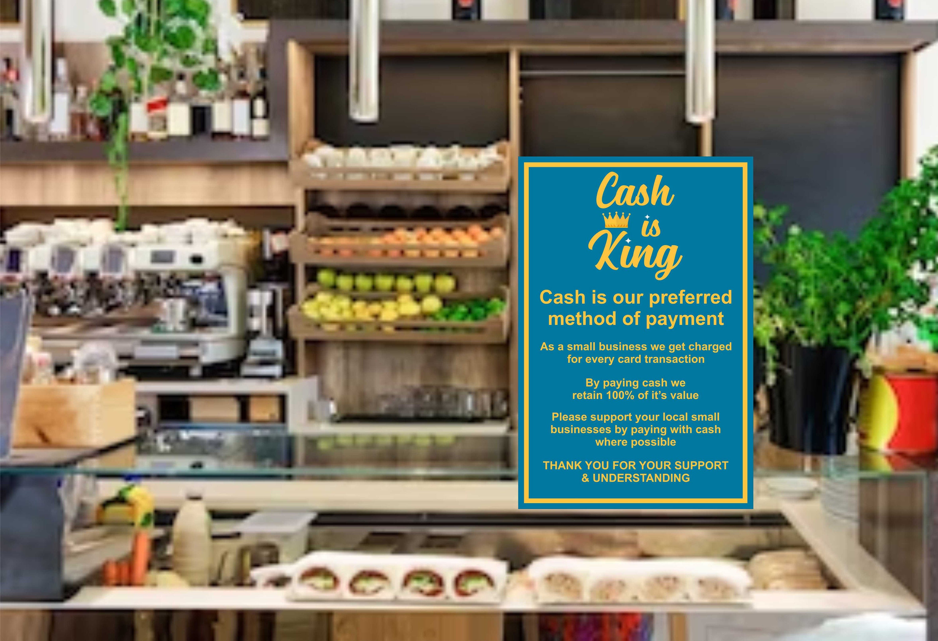 CASH IS KING Customer Notice Shop Sign Counter Sign Cafe Sign Please ...