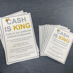 CASH IS KING - Customer Notice - Shop Sign - Counter Sign - Cafe Sign ...