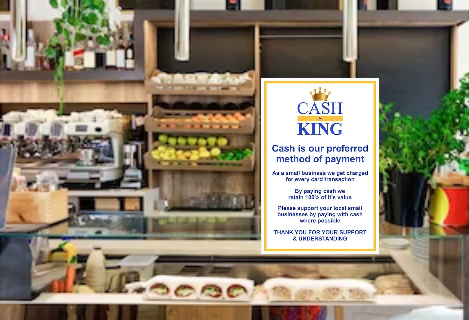 Cash is King Sign – Support Local Business, Cafe Counter Sign - Etsy UK