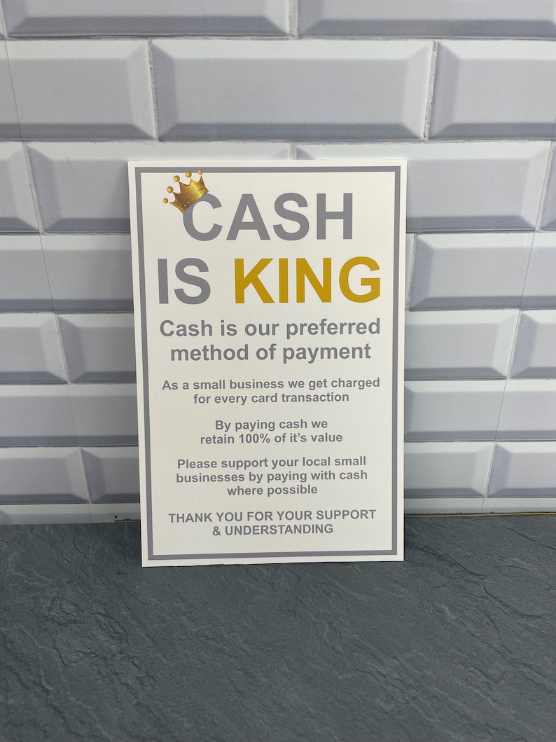 Cash is King Sign – Support Local Business, Cafe Counter Sign - Etsy