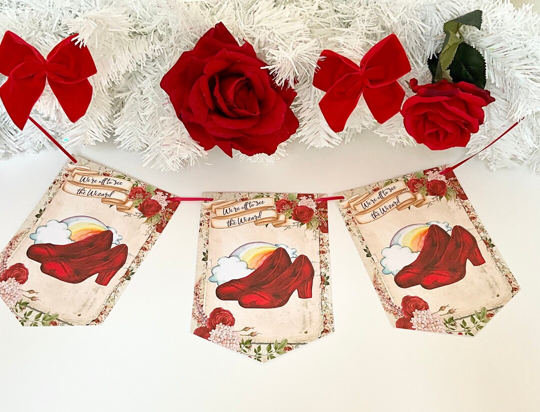 The Wizard of Oz Ruby Slipper Bunting, Wizard of Oz Birthday Decoration ...