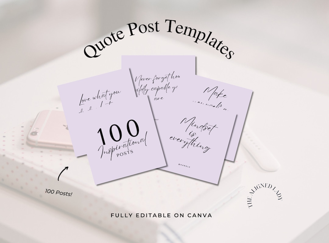 Social Media Post Templates Instant Download, 100 Inspirational Quote ...