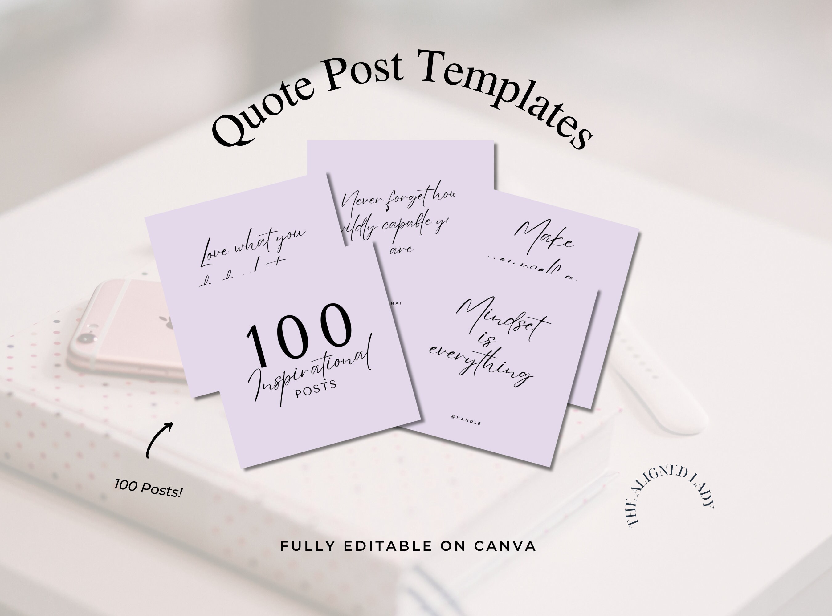 Social Media Post Templates Instant Download, 100 Inspirational Quote ...