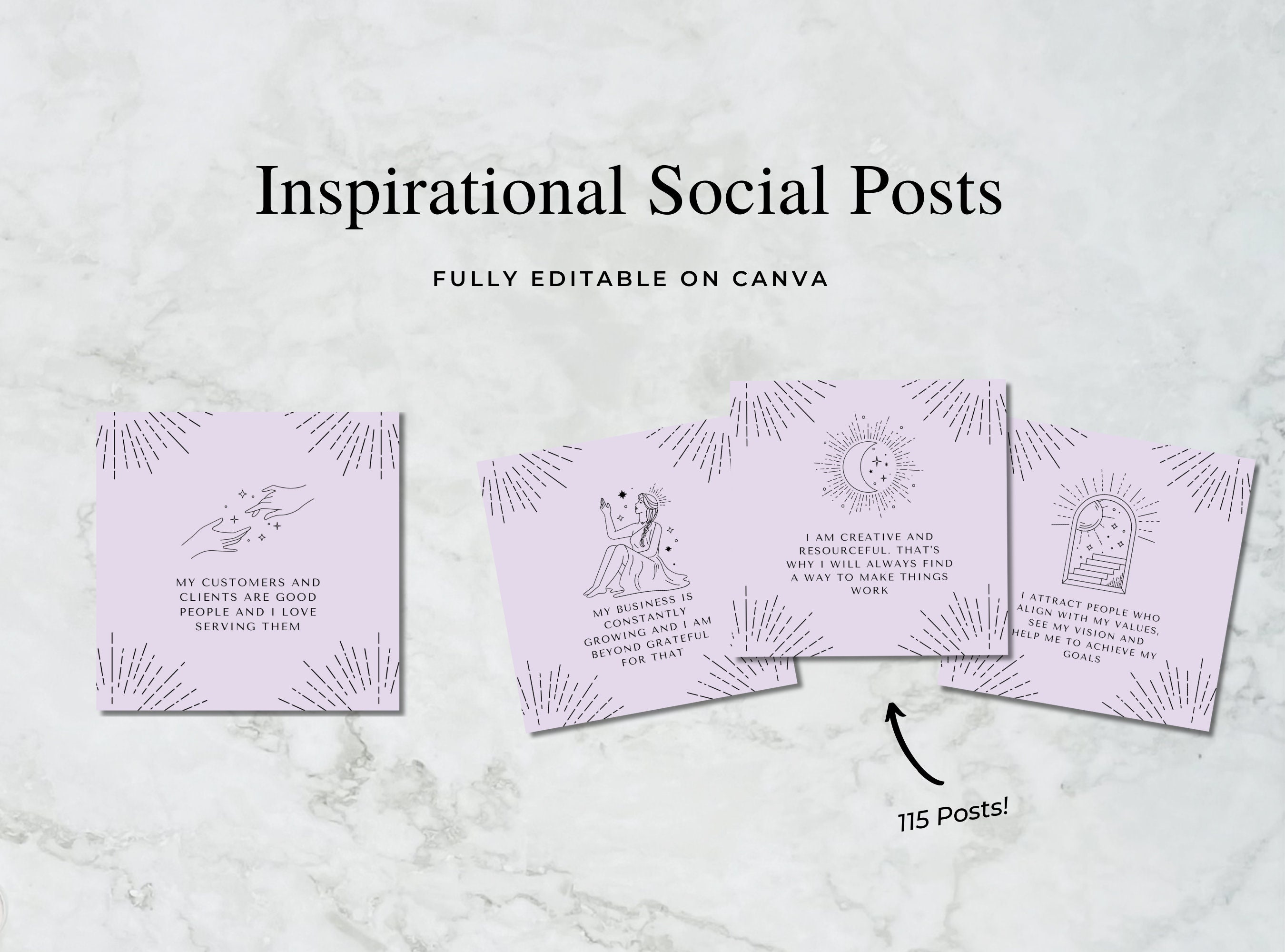 Social Media Post Templates Instant Download, Affirmation Post, 115 ...