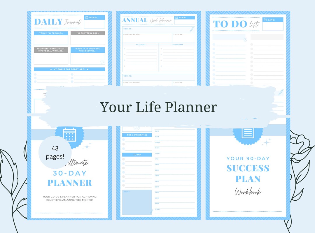 Life Management Planner, Daily Journal Workbook, 43 Pages, INSTANT ...