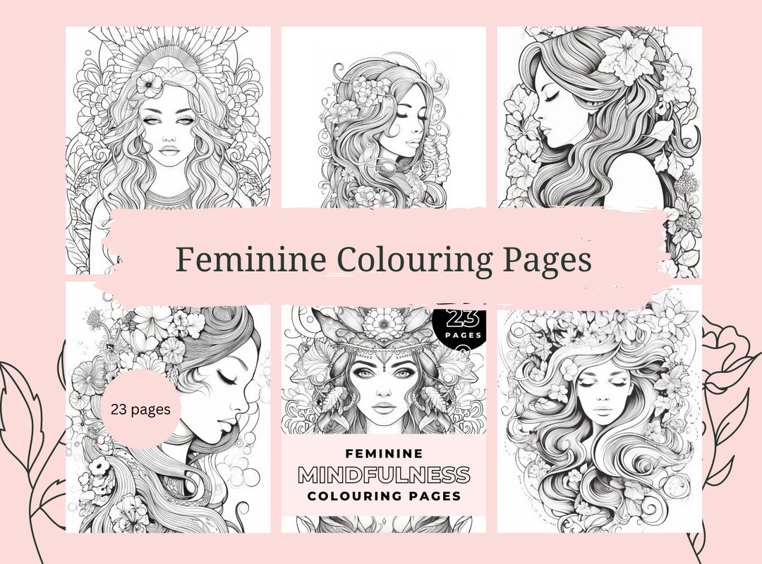 Femme Coloring Pages, Mindfulness Colouring Pages, Instant Download ...