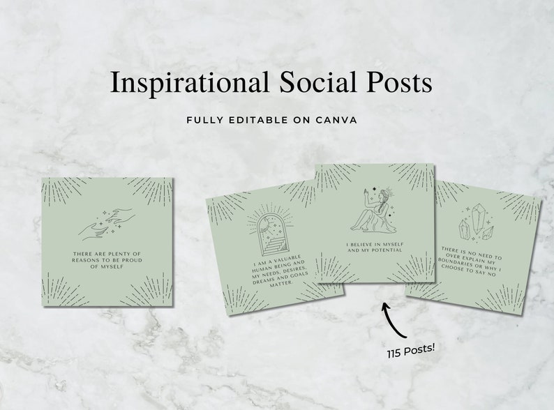 Social Media Post Templates Instant Download, Affirmation Post, 115 ...