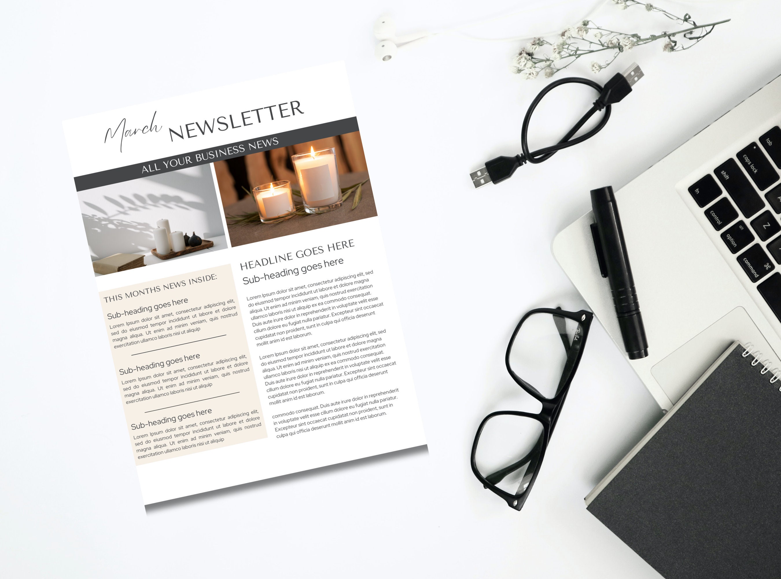 Small Business Newsletter Template, Canva Template, Fully Editable ...