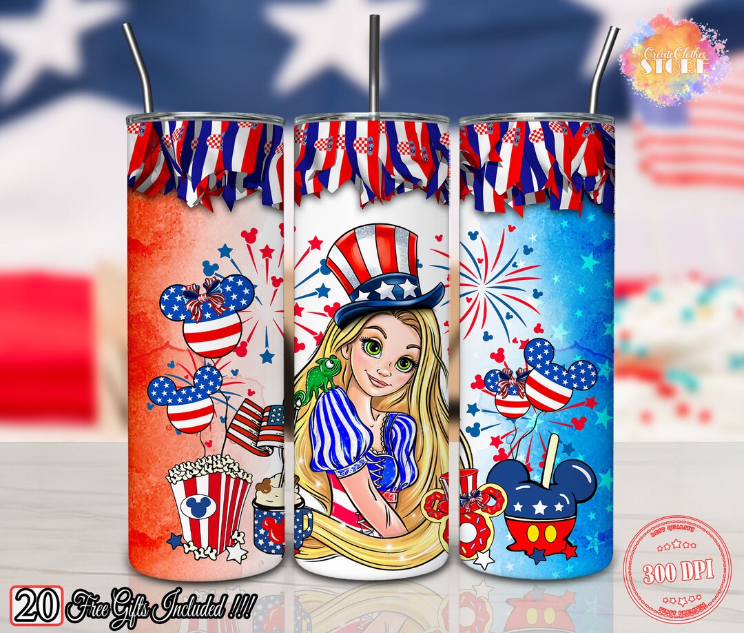 Princess Fourth of July Png, 20oz Skinny Tumbler Sublimation Design Png ...
