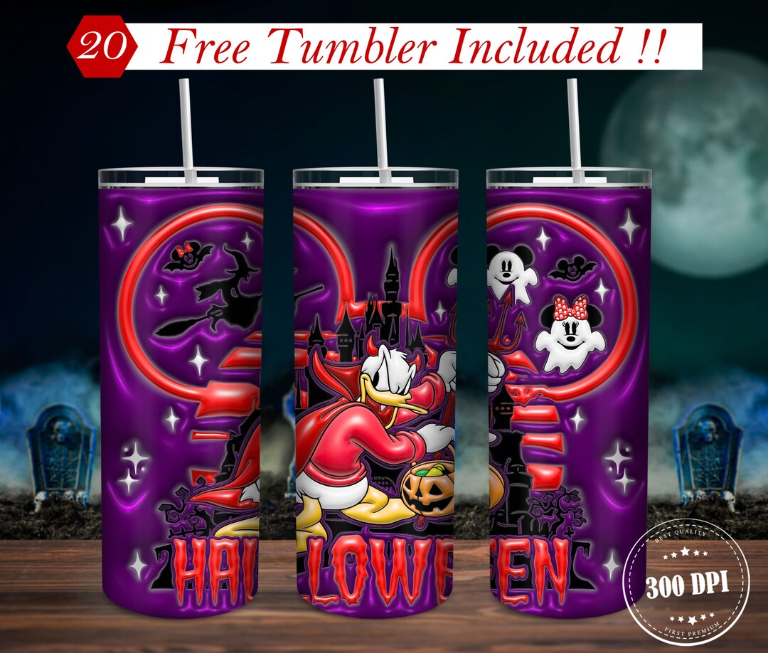 3D Inflatable Puff Design Cartoon Character 20 Oz Skinny Tumbler Wrap ...