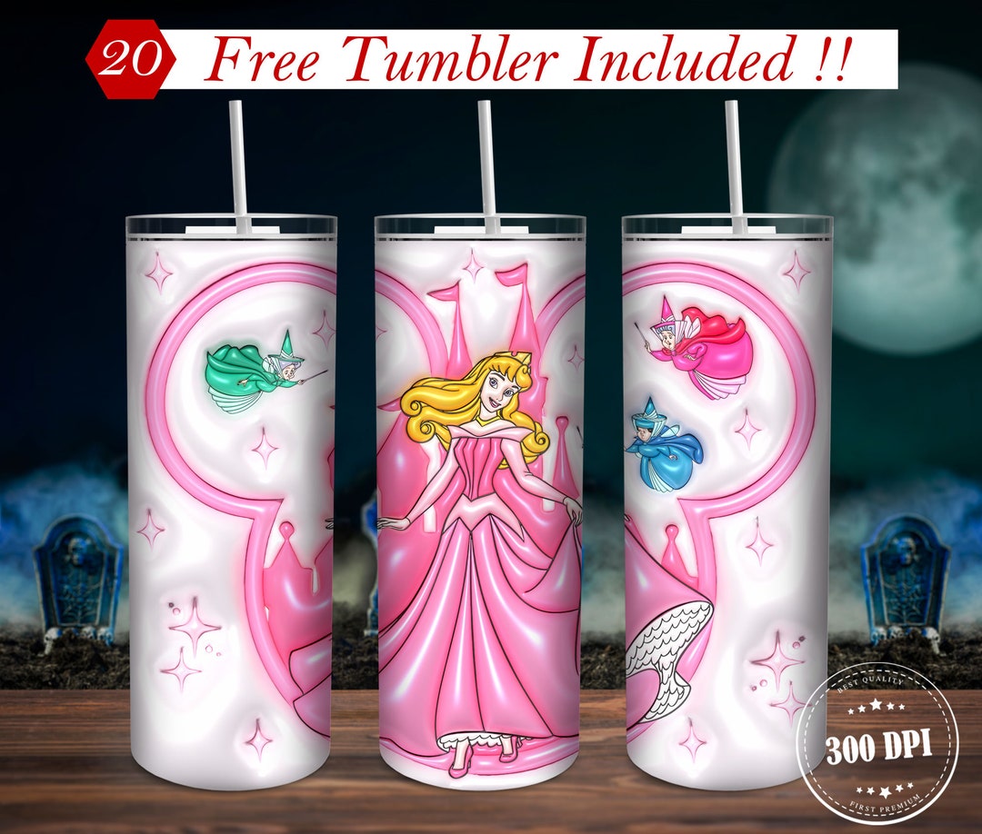 3D Inflatable Design Cartoon Princess Character 20 Oz Skinny Tumbler ...