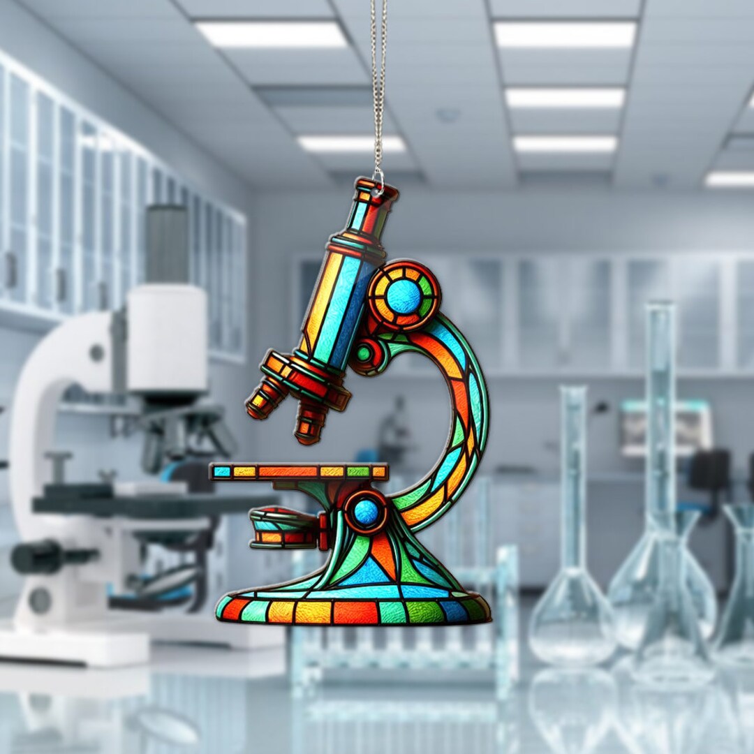 Microscope Stained Glass Art Style Acrylic Window Decor, Microscopic ...