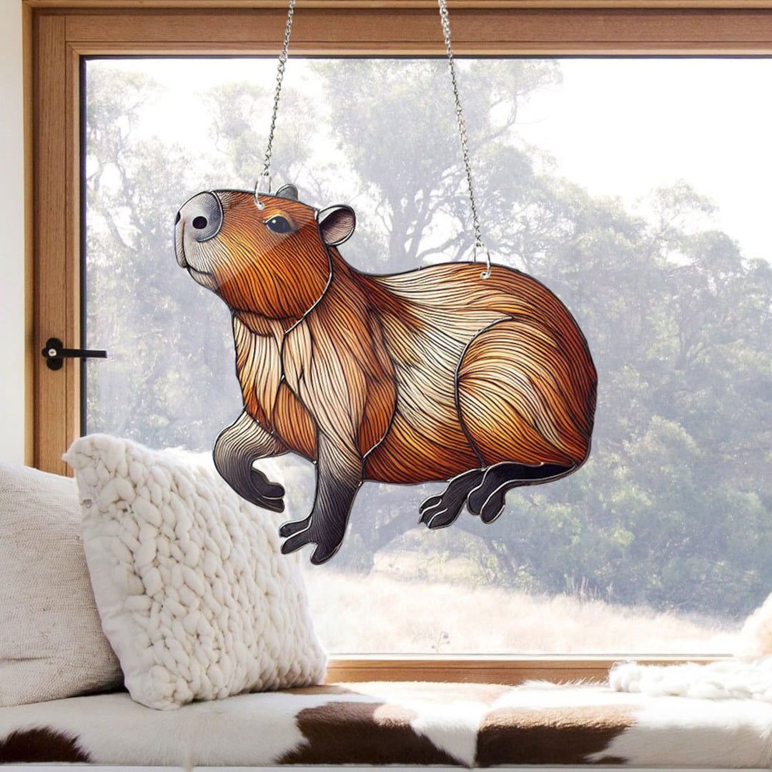 Capybara Stained Glass Acrylic Window Hangings, Capybara Stained Glass ...