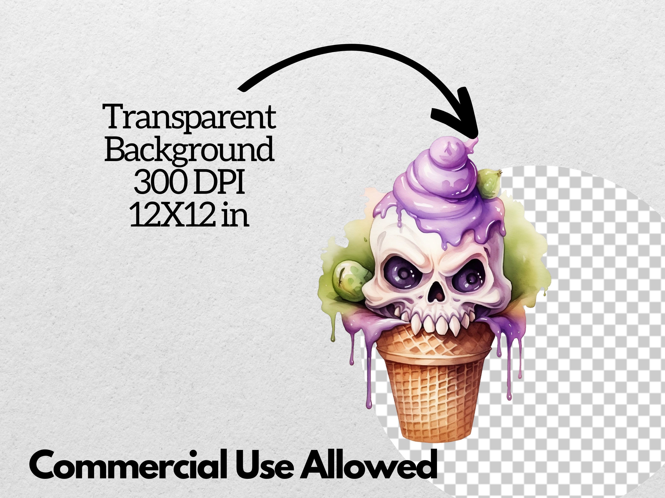 Halloween Ice Cream Clipart Watercolor Sweets Illustration Desserts Art ...