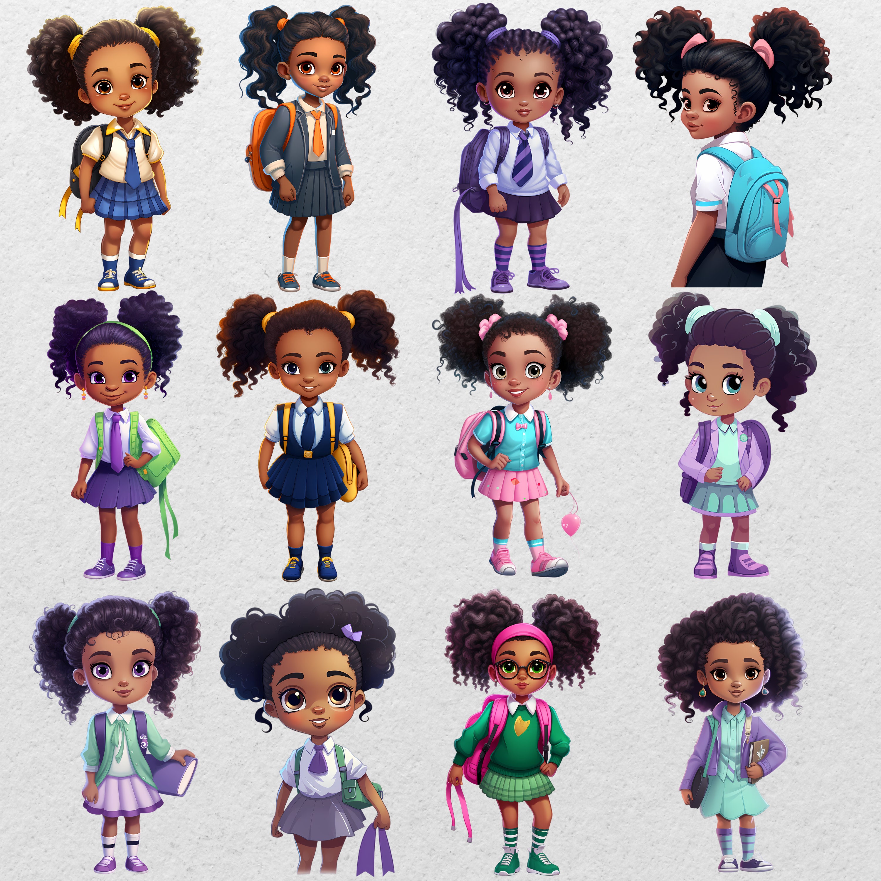 School Clipart Afro Girl Studying Black Girl Trendy Art School ...