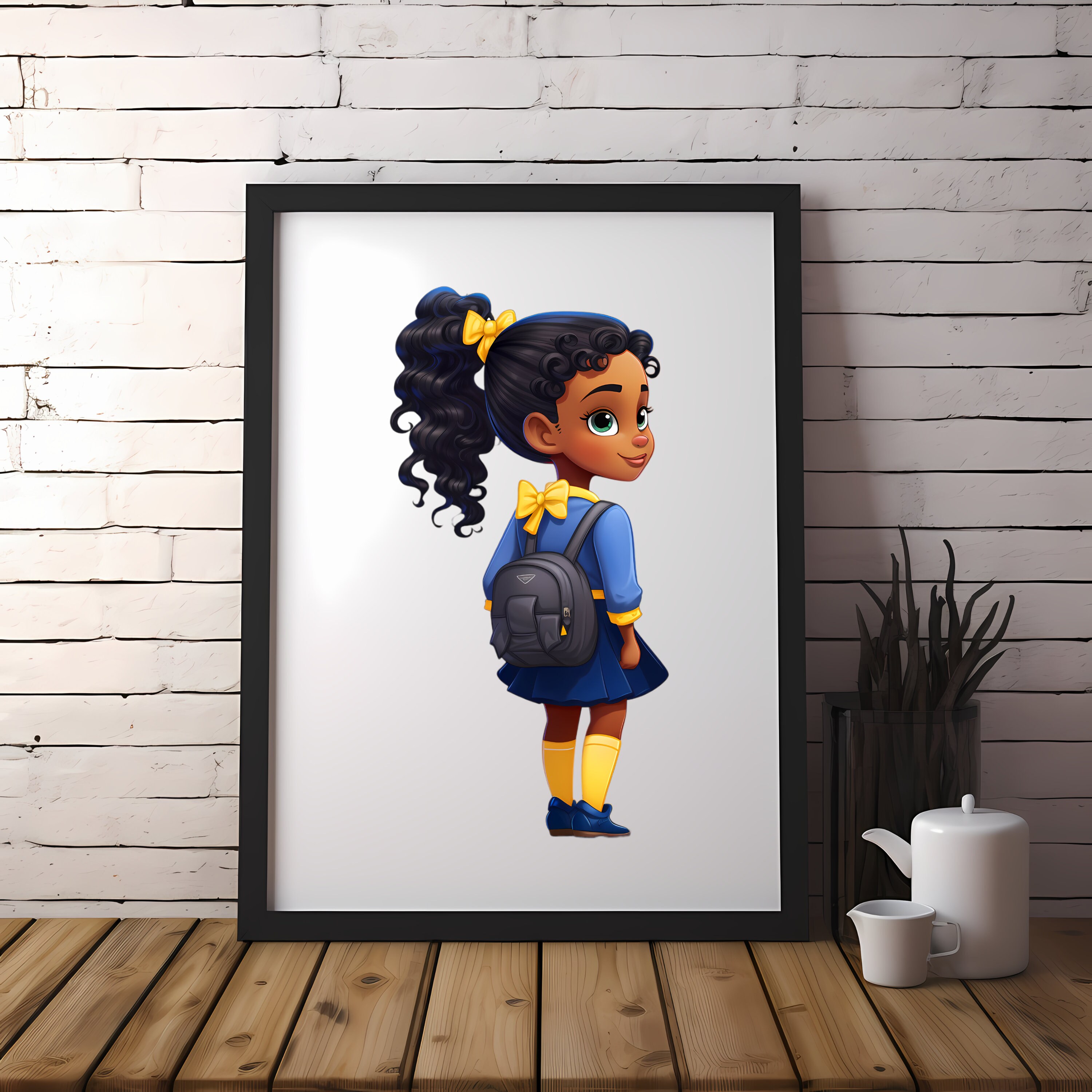 School Clipart Afro Girl Studying Black Girl Trendy Art School ...