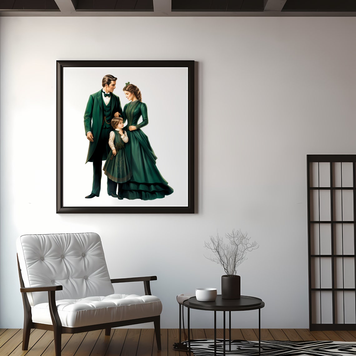 Green Victorian Family Clipart Watercolor Vintage Ladies Fashion Art ...