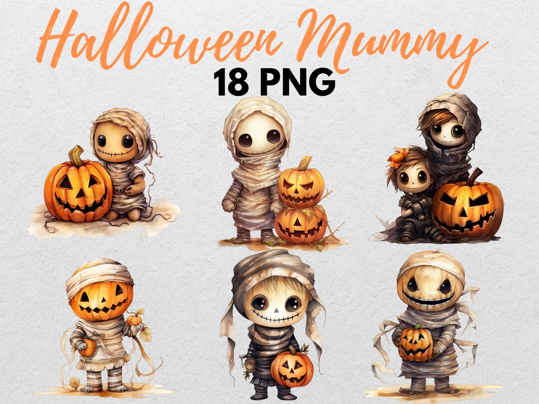Halloween Mummy Clipart Watercolor Cute Mummies Illustration Spooky ...