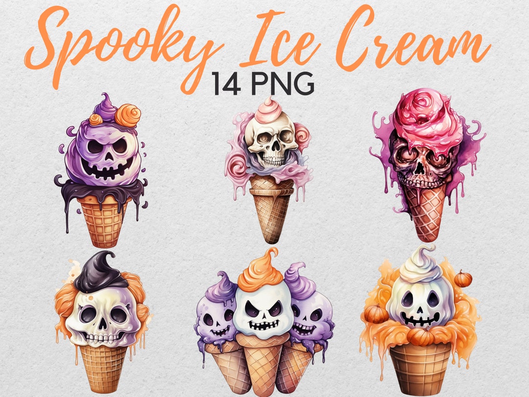Halloween Ice Cream Clipart Watercolor Sweets Illustration Desserts Art ...