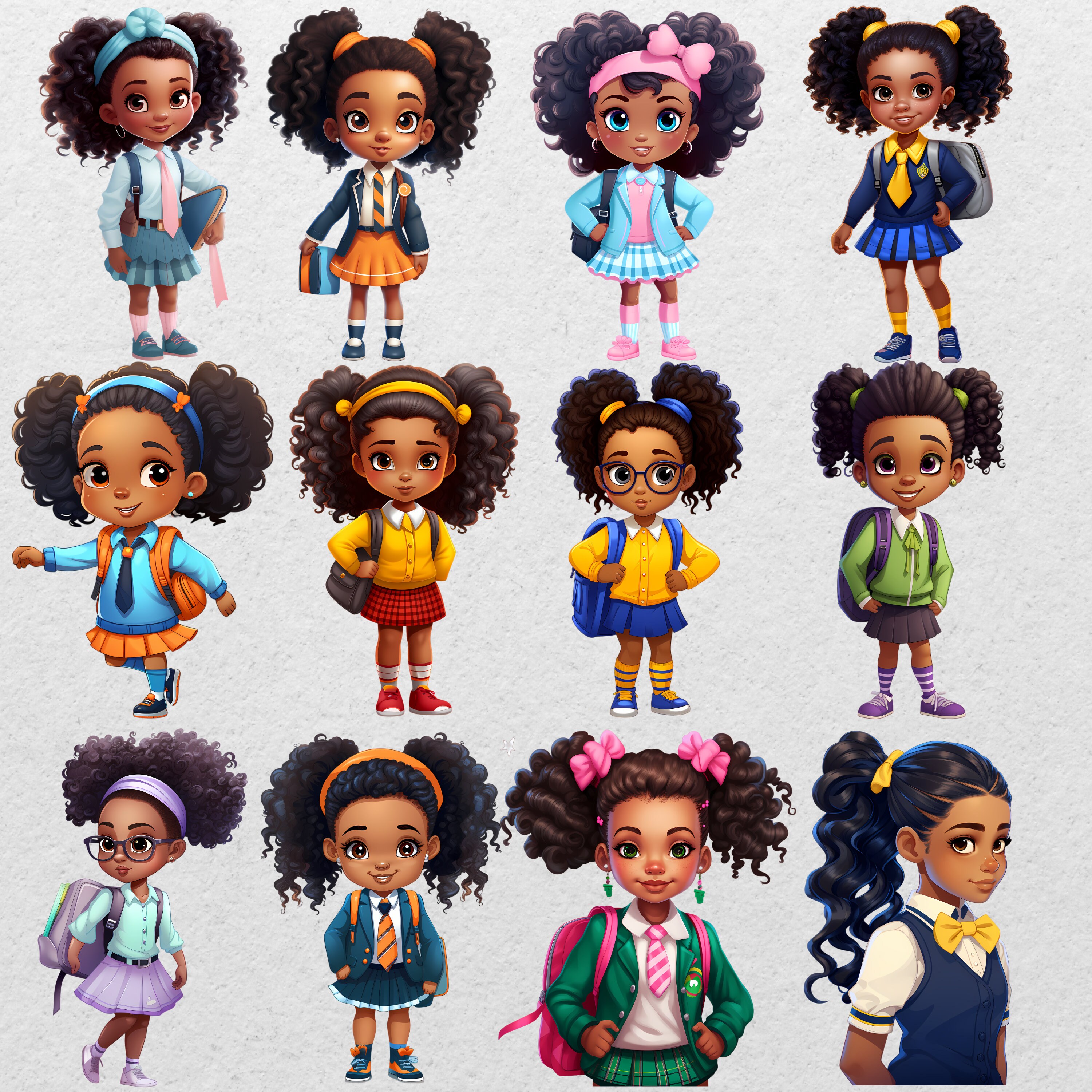 School Clipart Afro Girl Studying Black Girl Trendy Art School ...