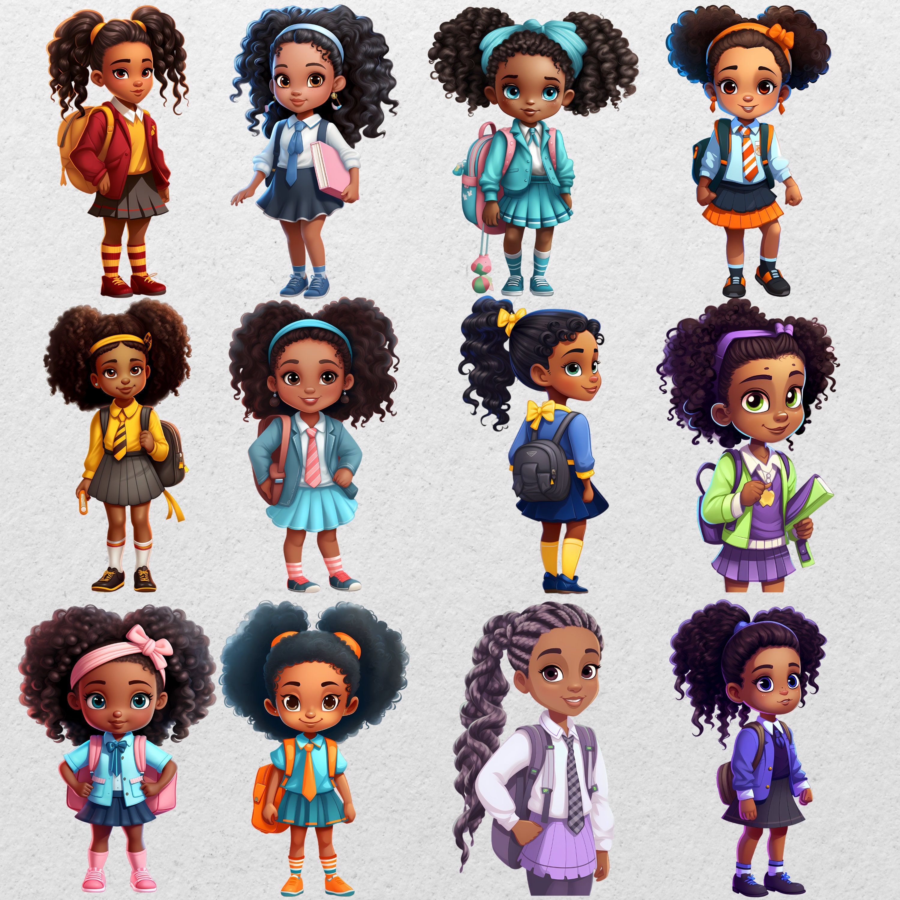 School Clipart Afro Girl Studying Black Girl Trendy Art School ...