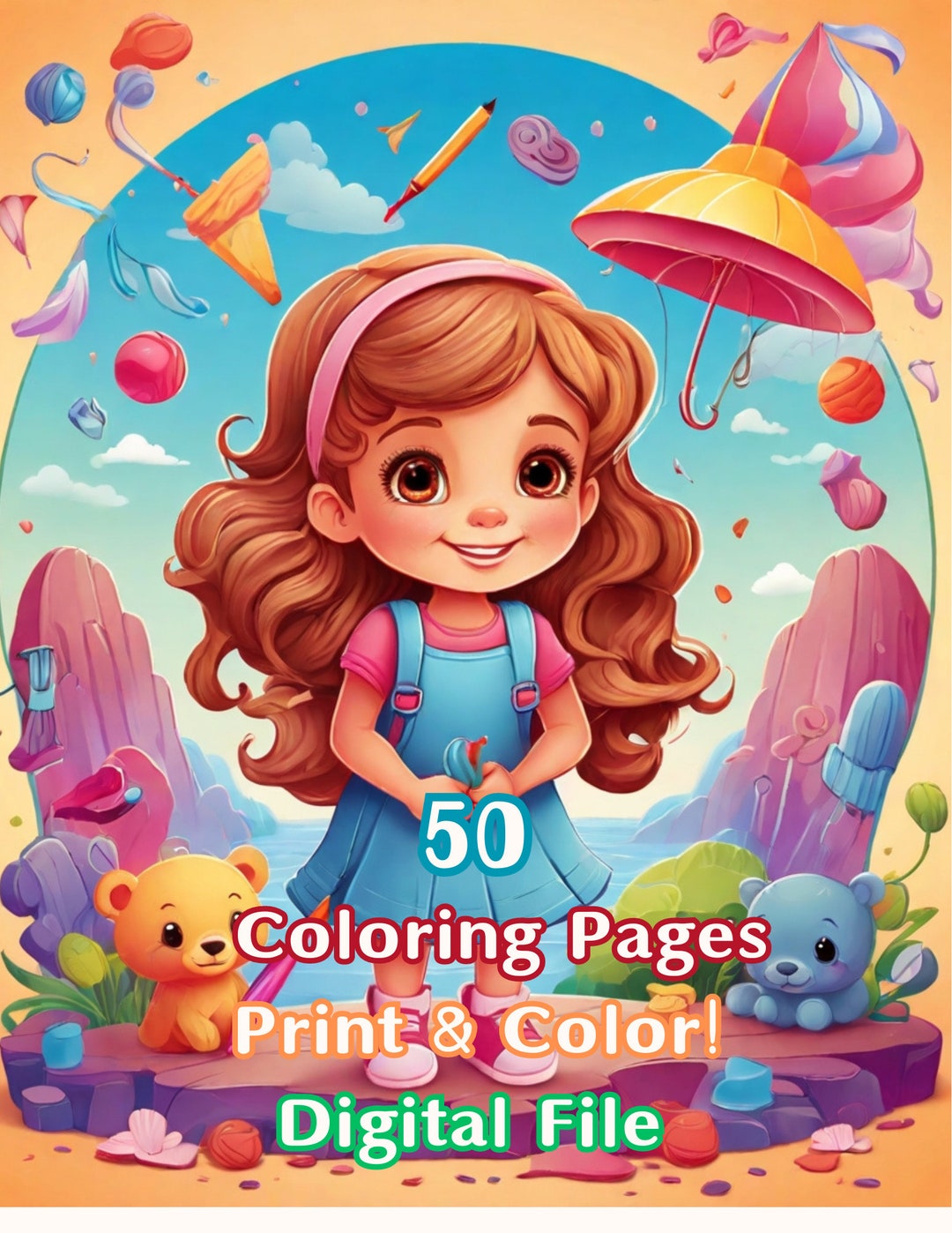 50 Amazing Coloring Pages for Kids, Printable Bundle, Coloring Pages ...