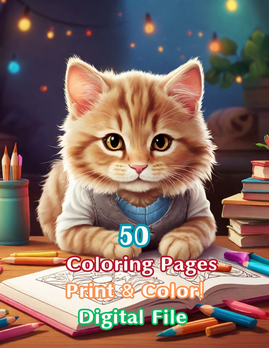 50 Coloring Pages for Kids, Printable Bundle, Coloring Pages for Kids ...