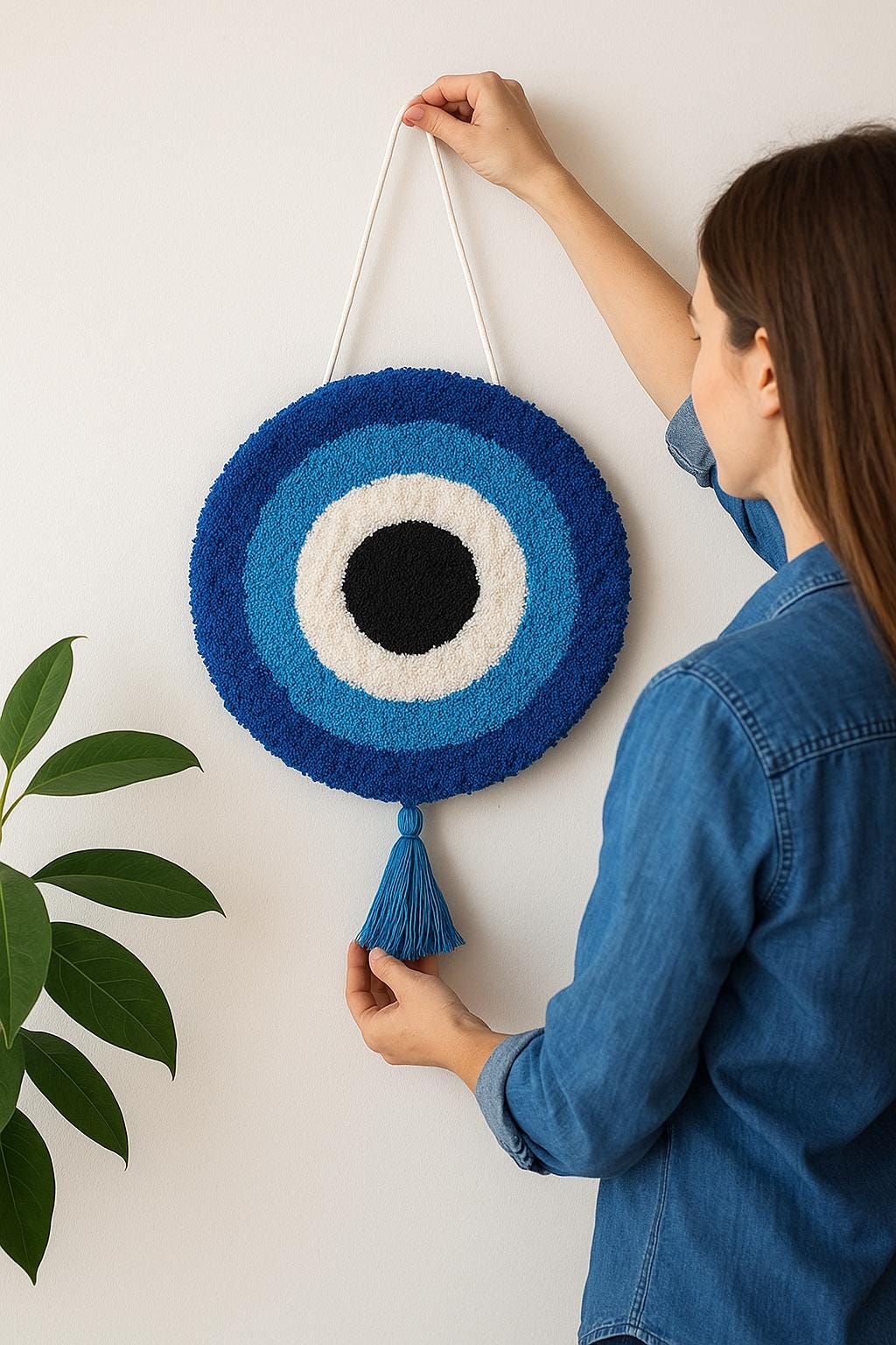 Boho Evil Eye Punch Needle Wall Hanging: Nazar Tufted Decor Size 13 ...