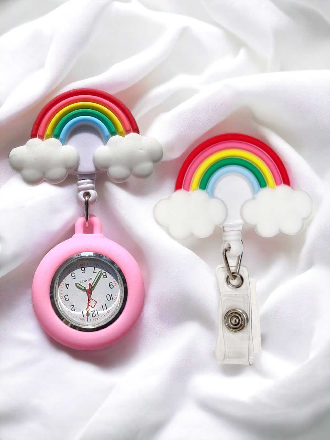 Rainbow Fob Watch & Badge Reel Set: Retractable Nurse/vet ID Clip - Etsy