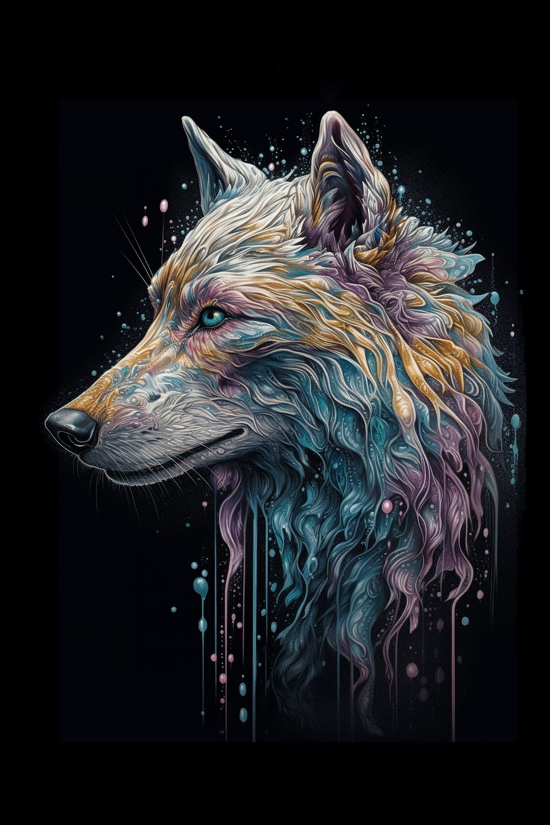 Arctic Wolf in Pastel Oil Poster - Etsy