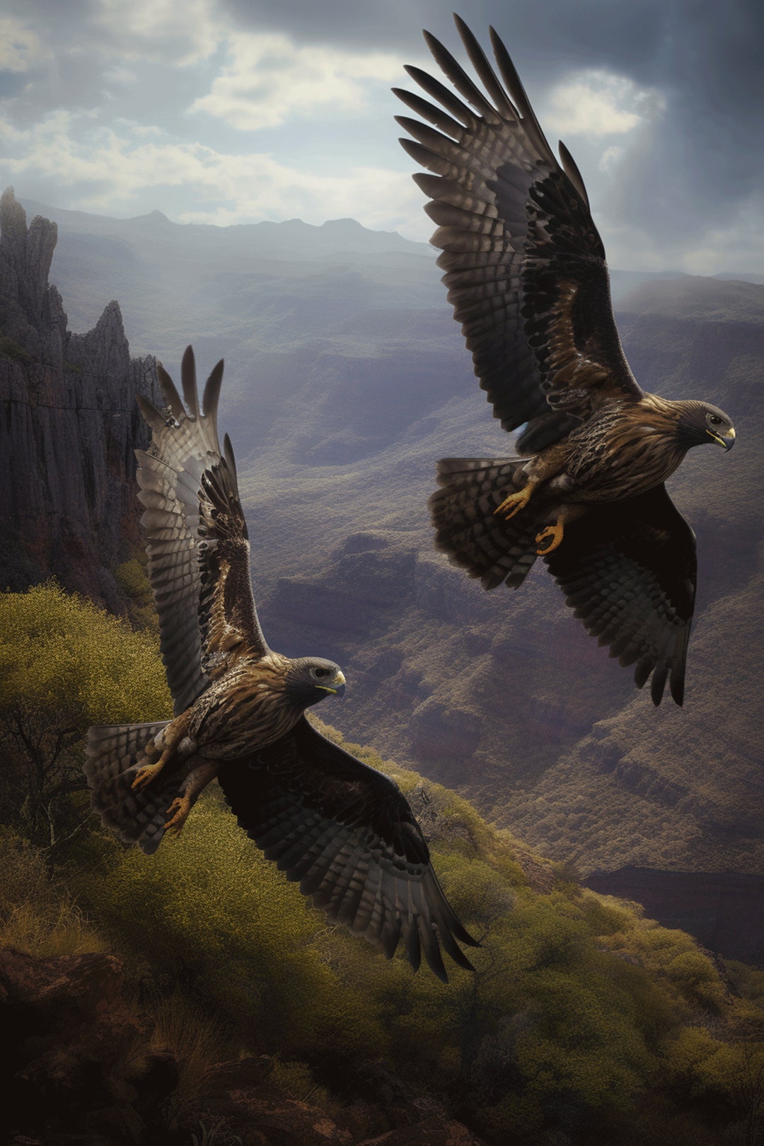 Flying Galapagos Hawks Poster - Etsy