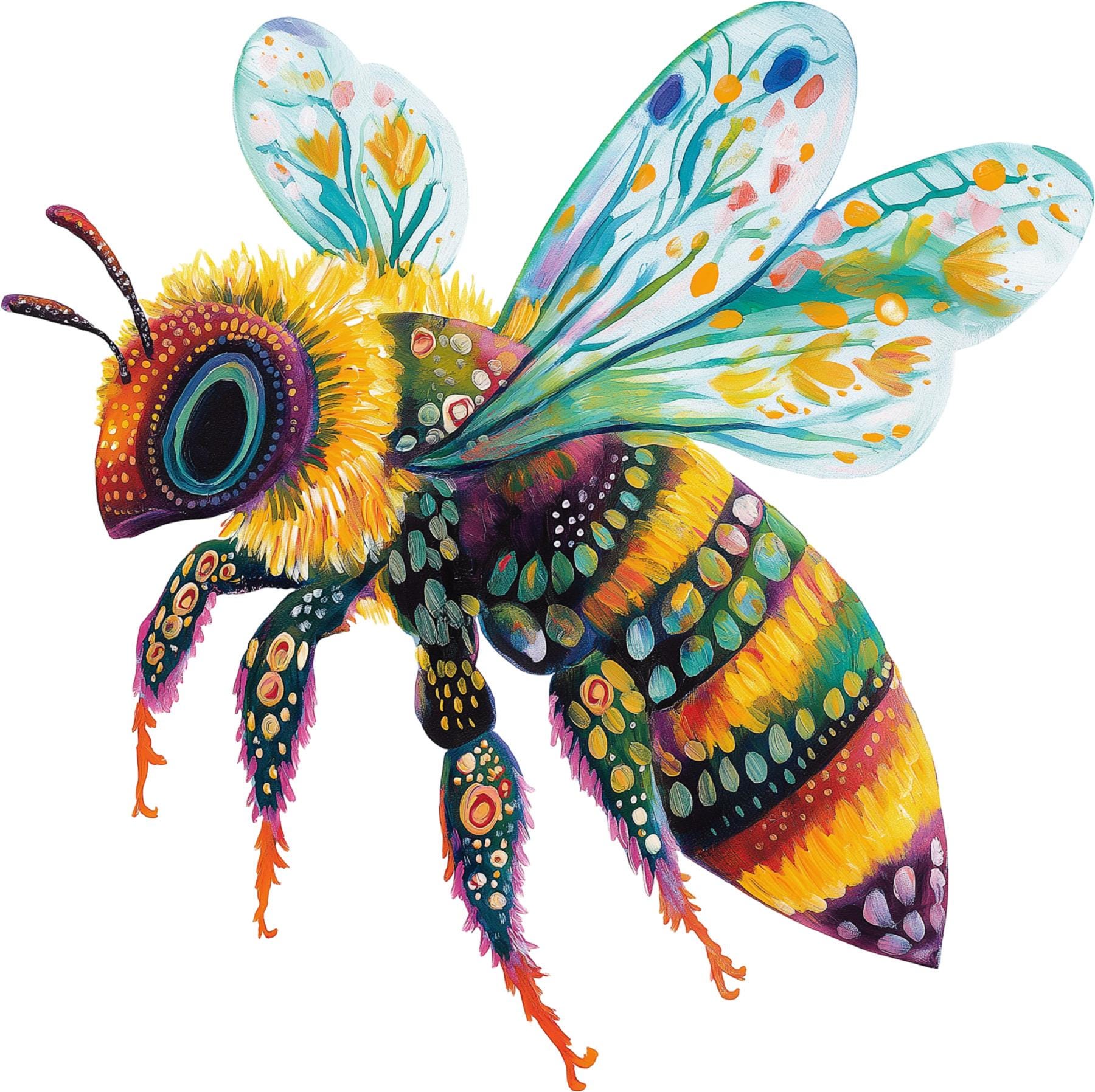 20 Vibrant Bee Clipart Bundle, Instant Download, Colorful Sublimation ...