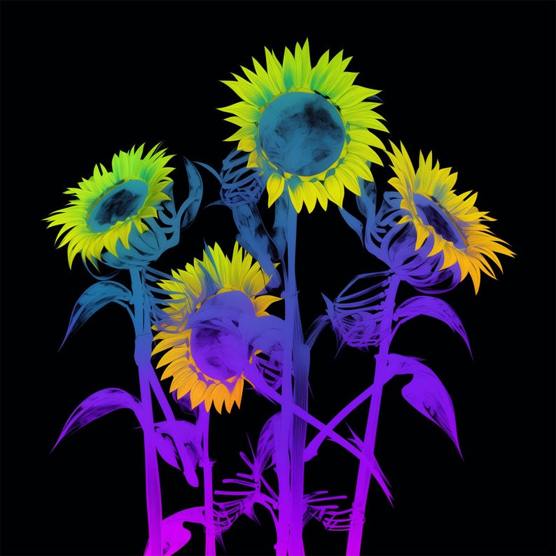 Neon Flower Clipart: Vibrant Floral PNG Bundle (digital Download) - Etsy